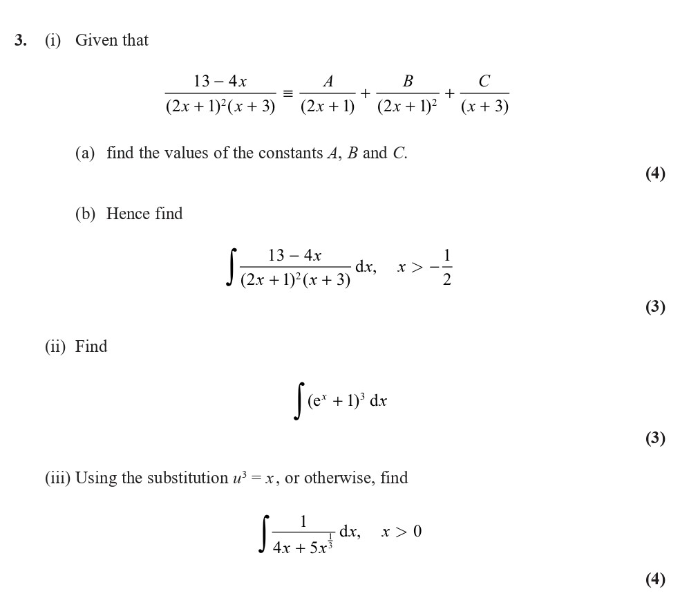 A-Level Edexcel Maths Pure Parametric Equations: Given that $$\frac{13 - 4x}{(2x